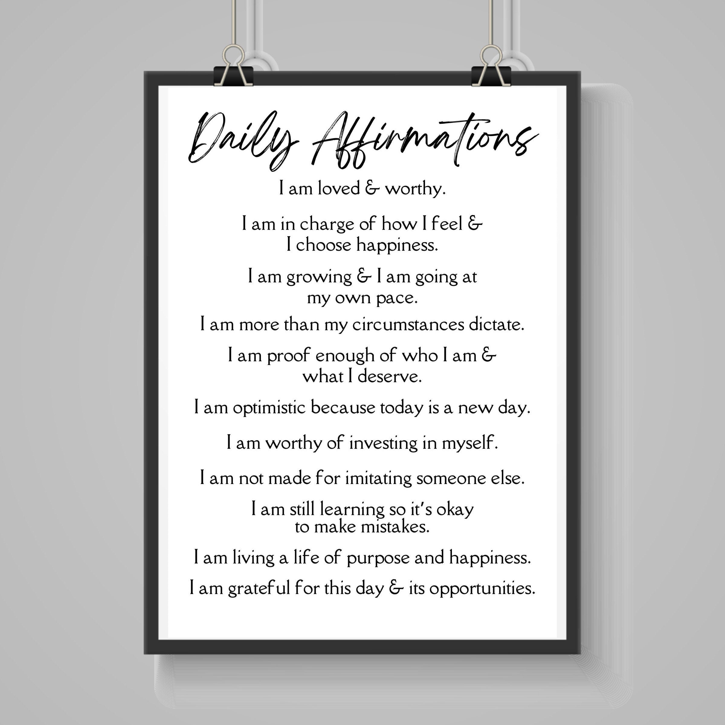 Daily Affirmations A4, A5, & A6 (NEW FONT) Digital Download - Etsy