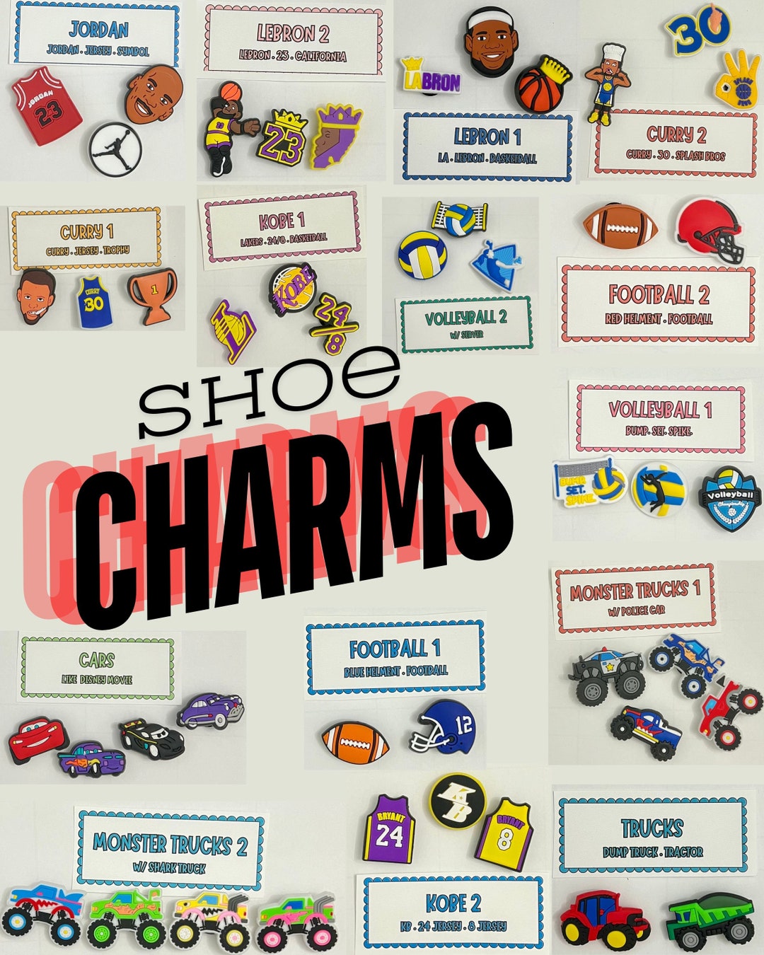 Clog Charm Sets, Shoe Charm Sets, Shoe Charm Bracelet Charm Sets - Etsy