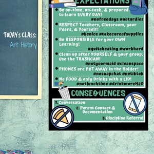 High School or Middle School Classroom Rules/expectations Poster (24x36 ...