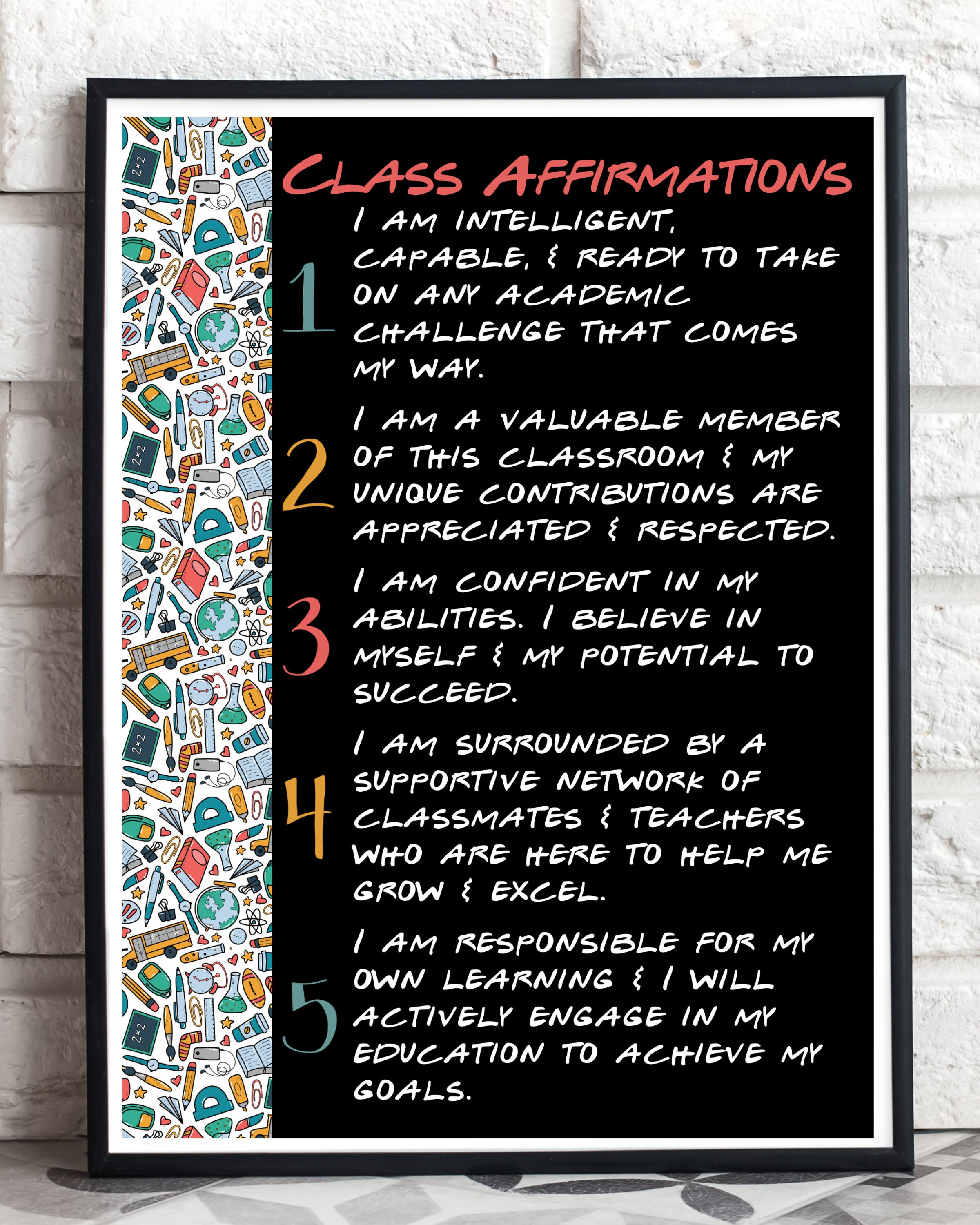Middle/high School Class Affirmations Poster (digital Download) - Etsy