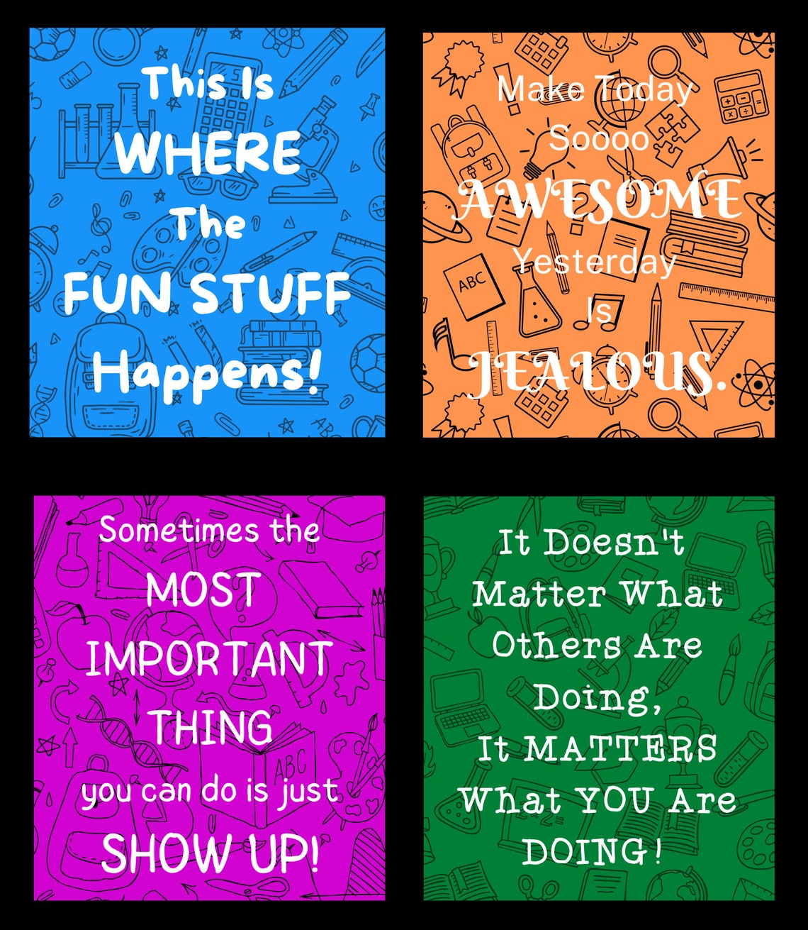 Classroom Posters Bundle (11x14) Colored Background W/ White Lettering ...