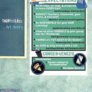 High School or Middle School Classroom Rules/expectations Poster (24x36 ...