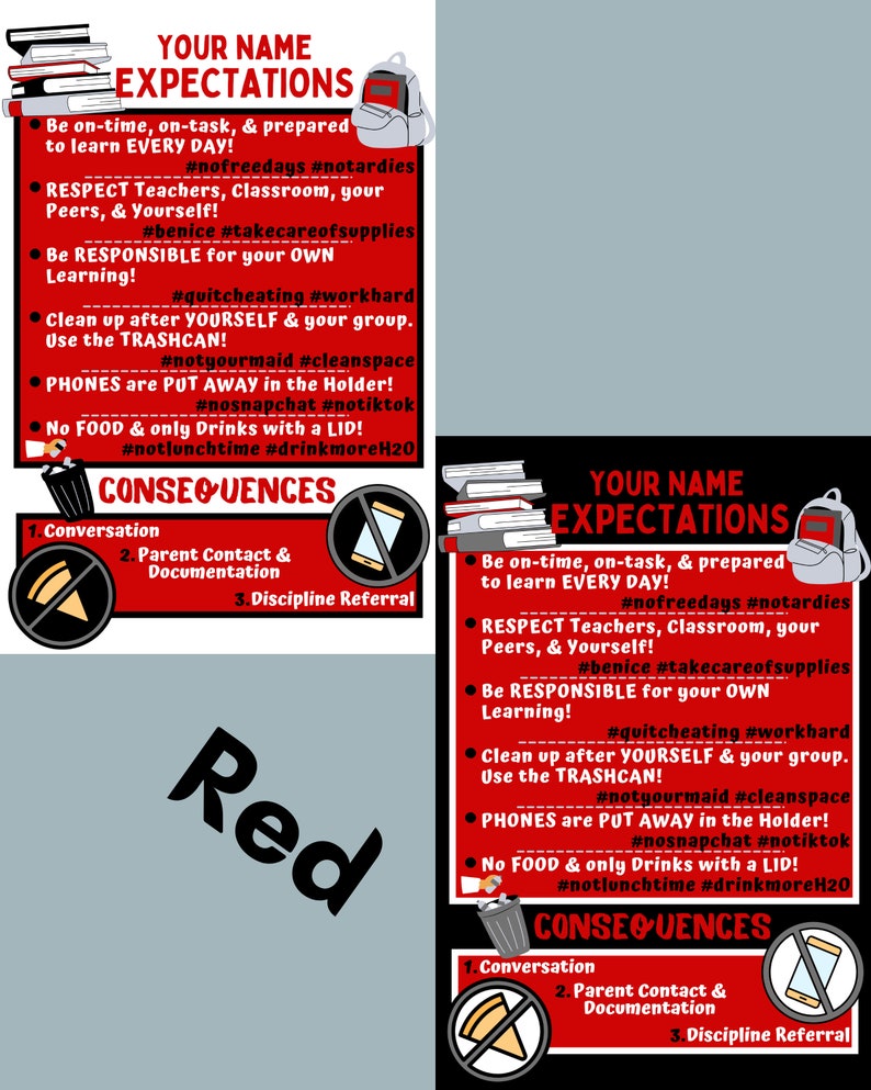 CUSTOMIZE High/middle School Classroom Rules/expectations - Etsy