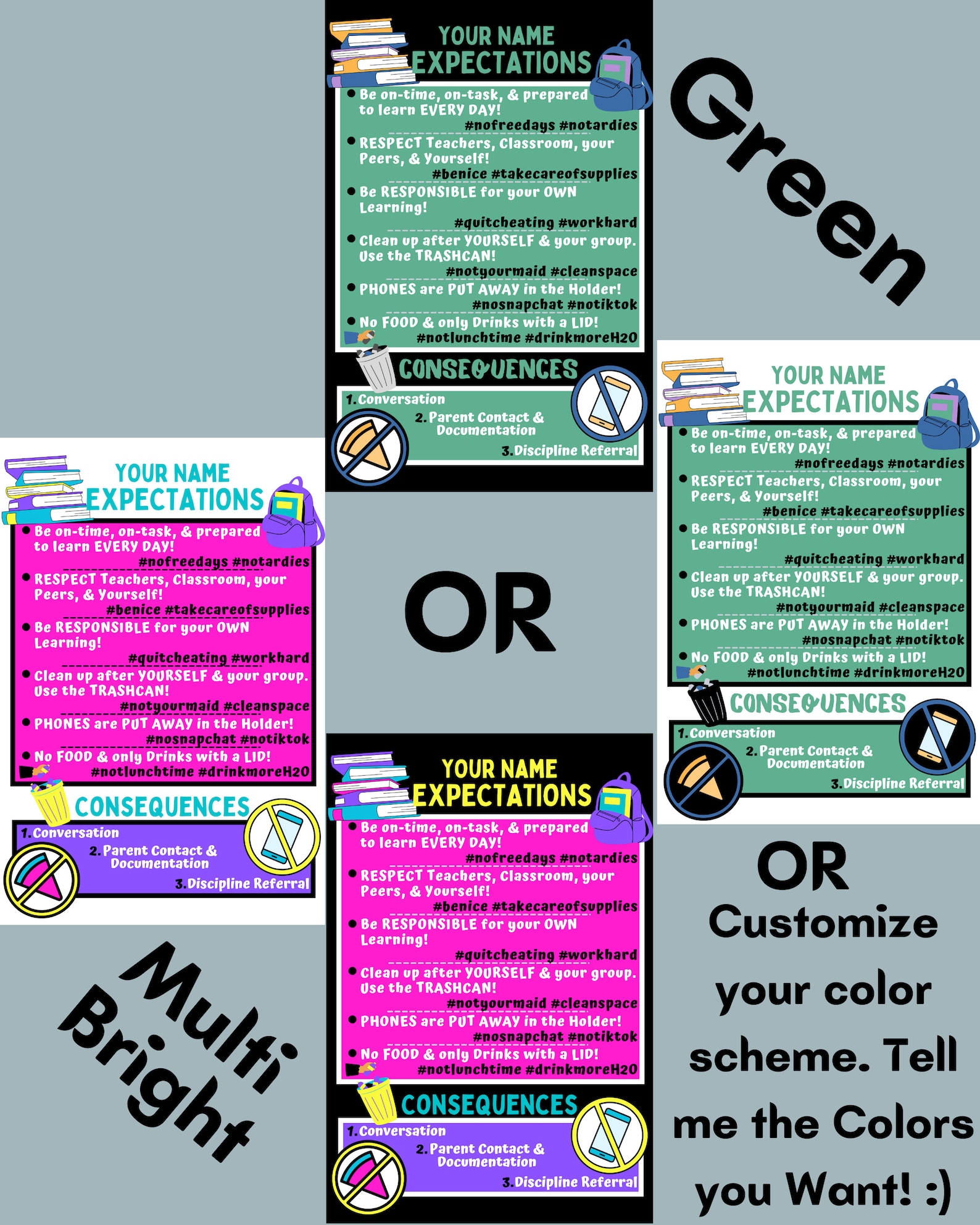 CUSTOMIZE High/middle School Classroom Rules/expectations - Etsy