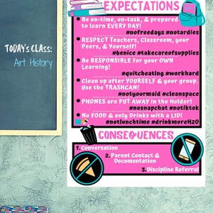High School or Middle School Classroom Rules/expectations Poster- Pink ...