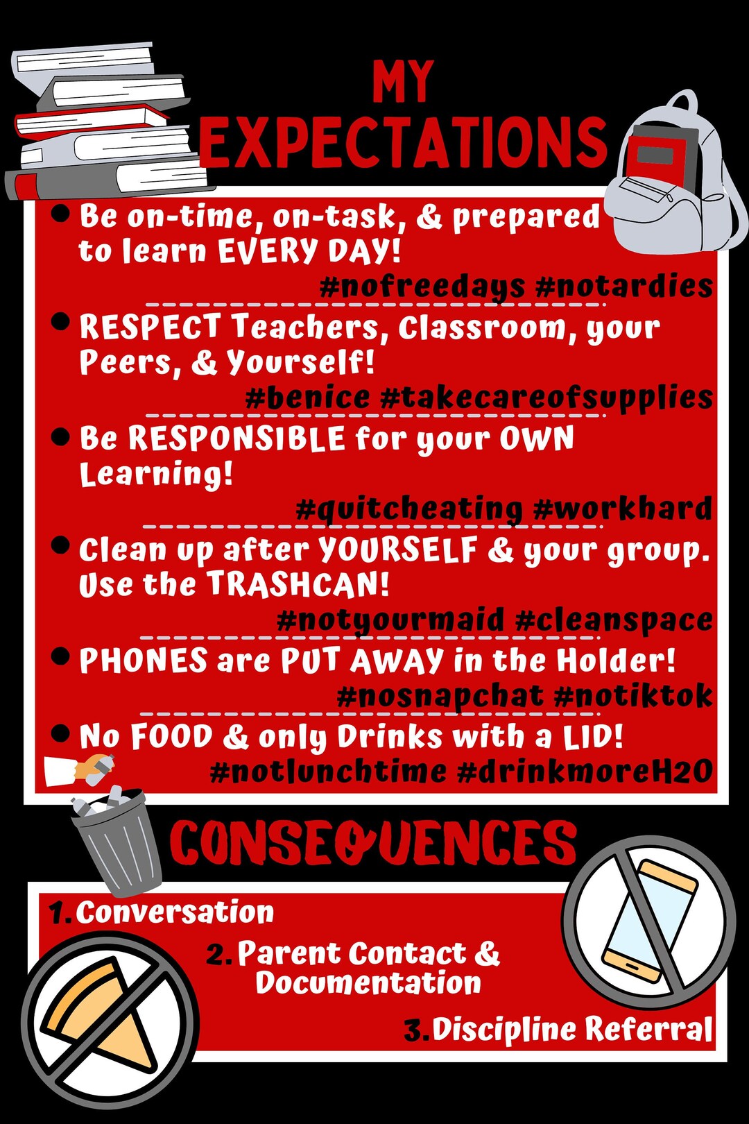 High School Or Middle School Classroom Rules expectations Etsy high-school-or-middle-school-classroom-rules-expectations-etsy
