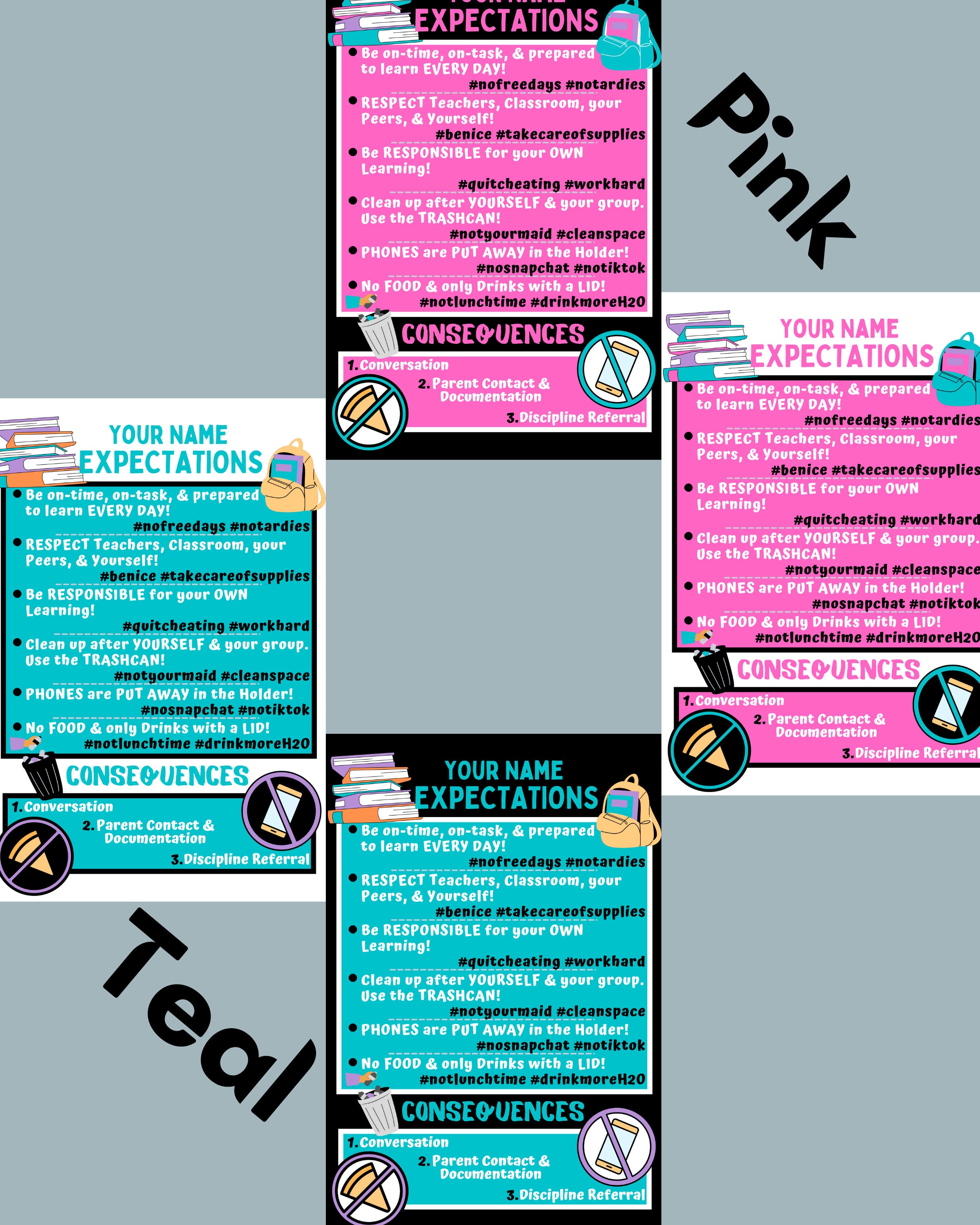 CUSTOMIZE High/middle School Classroom Rules/expectations Poster- Add a ...