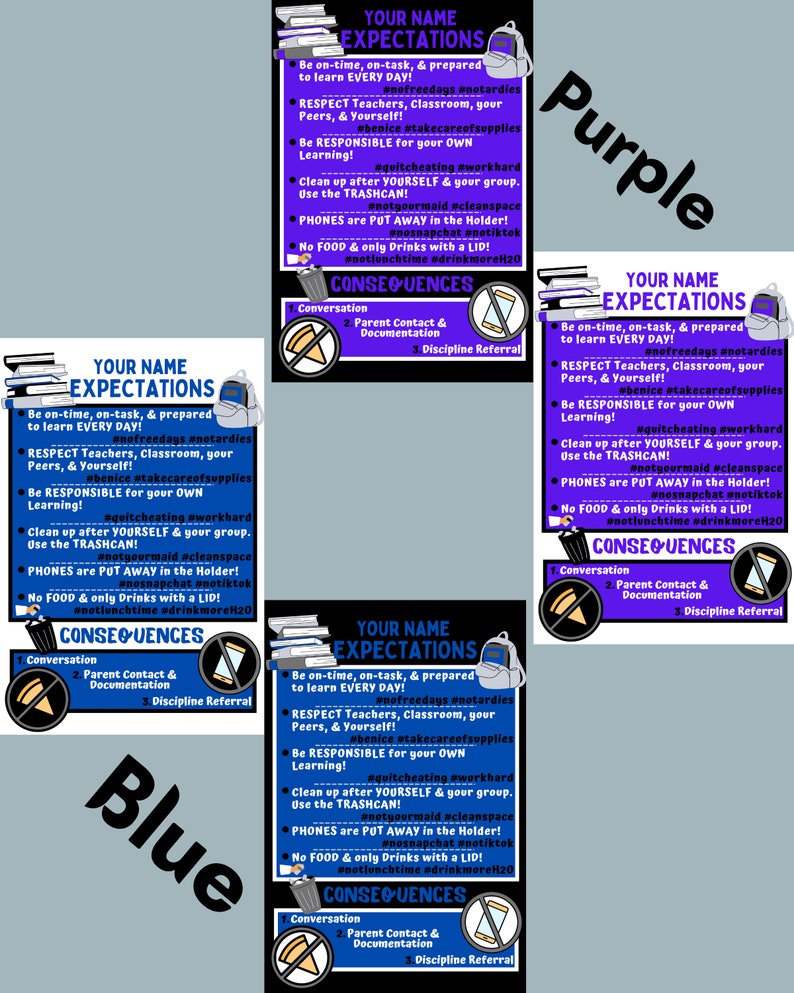 CUSTOMIZE High/middle School Classroom Rules/expectations Poster Add a ...