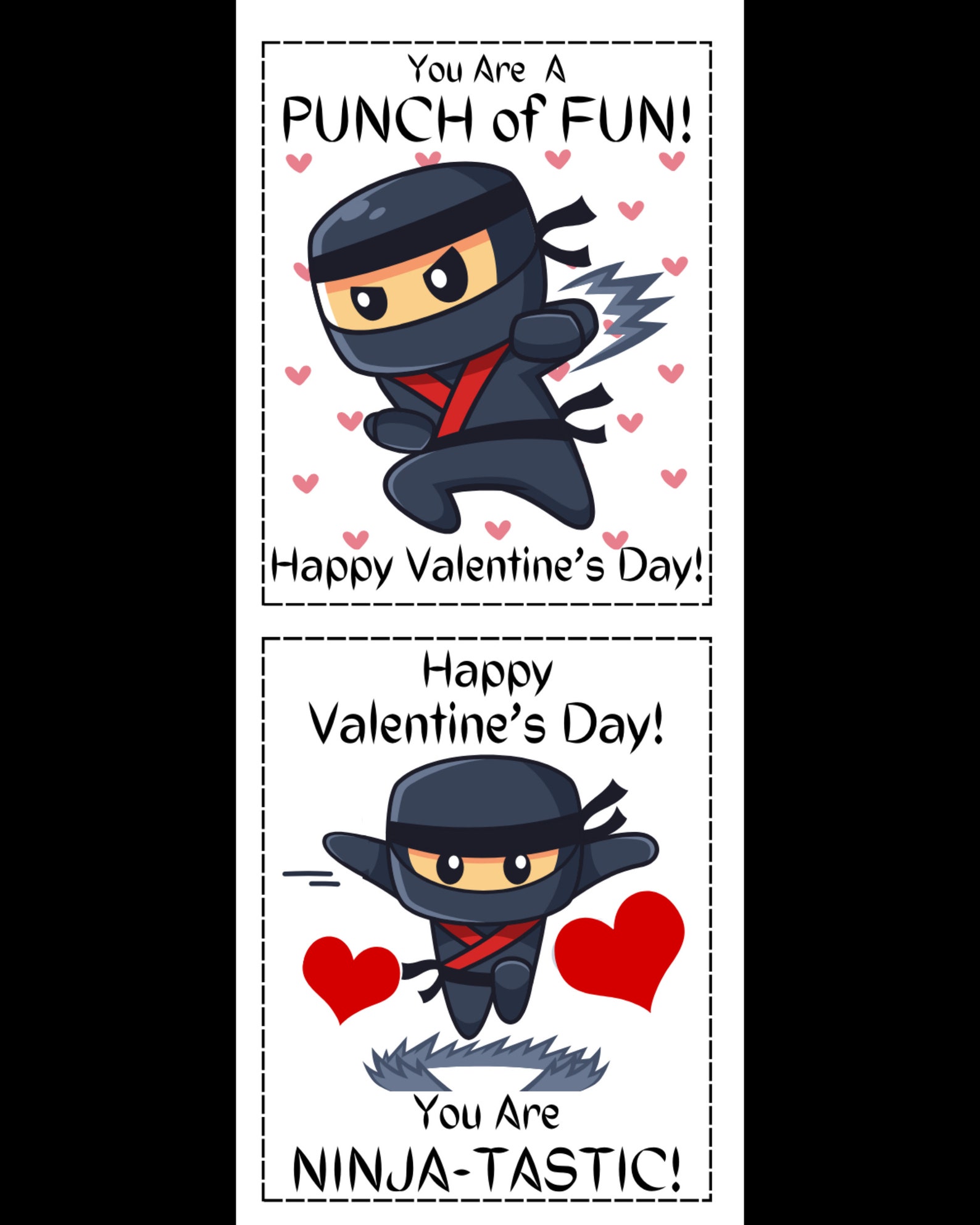 Ninja Valentine's Day Cards 6 Designs Digital Download - Etsy