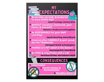 Classroom Expectations Posters Signs Boho Modern Rules - Etsy