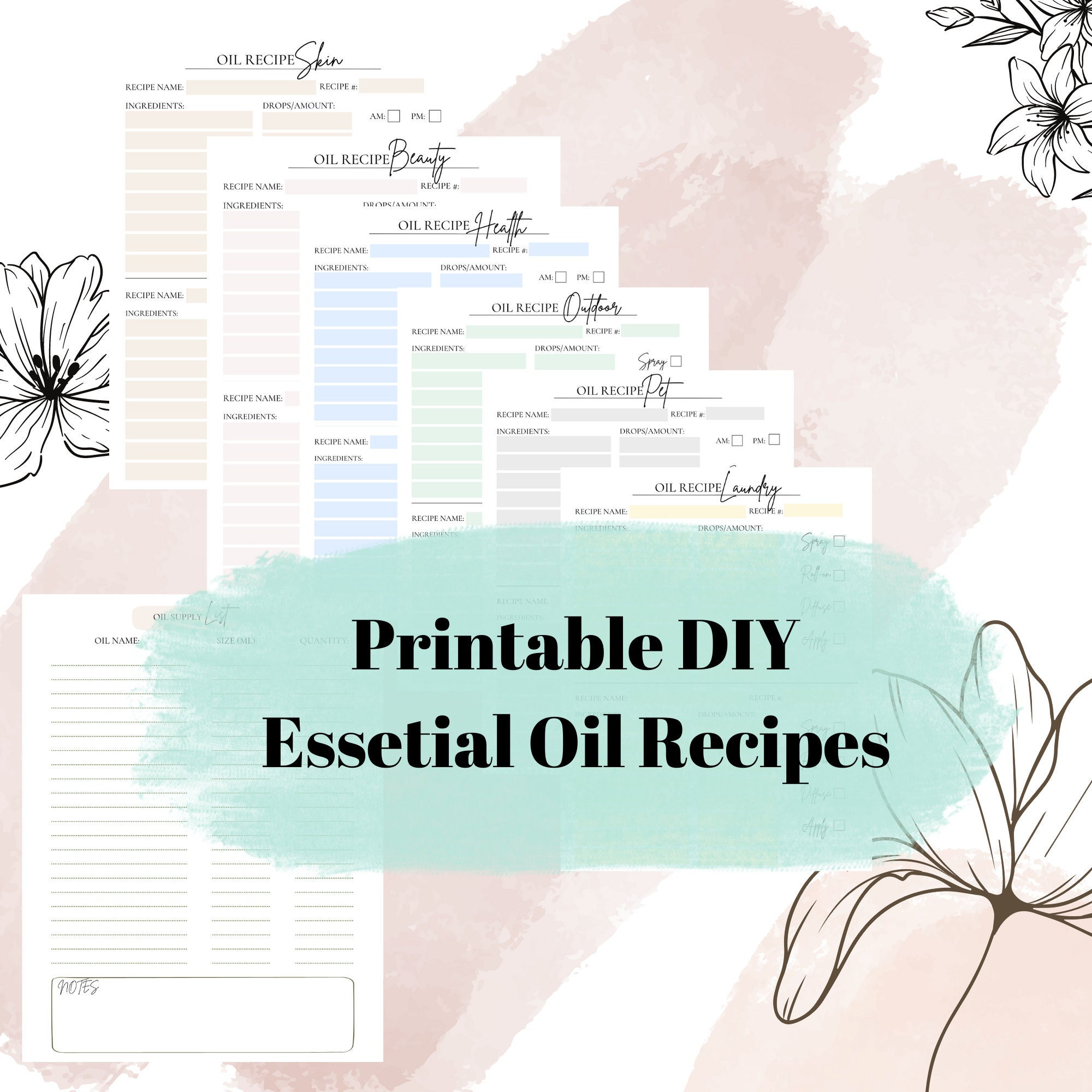 Essential Oils Printable DIY Recipe| Oil Recipes| Essential Oil Blends ...