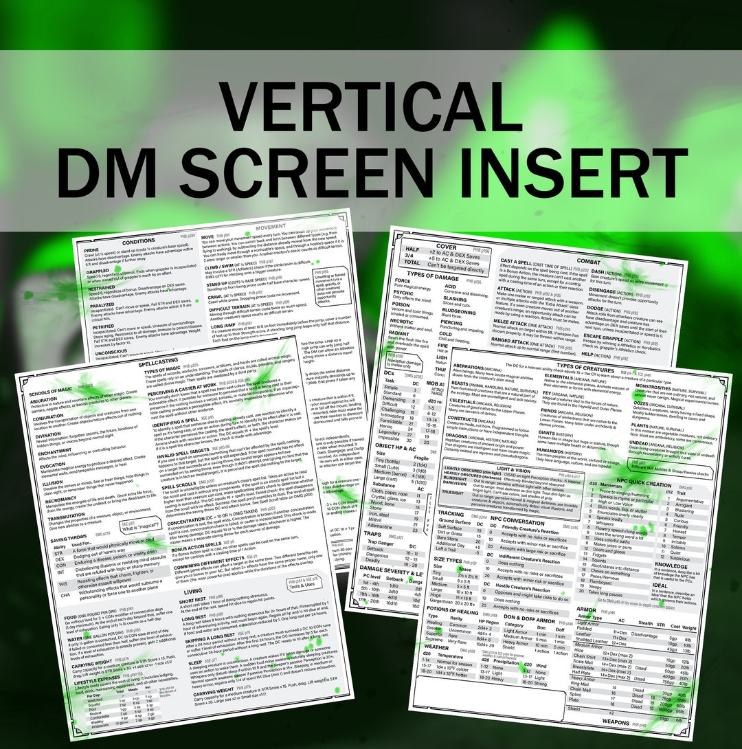 Vertical D&D Printable Dungeon Master Screen Insert - Etsy
