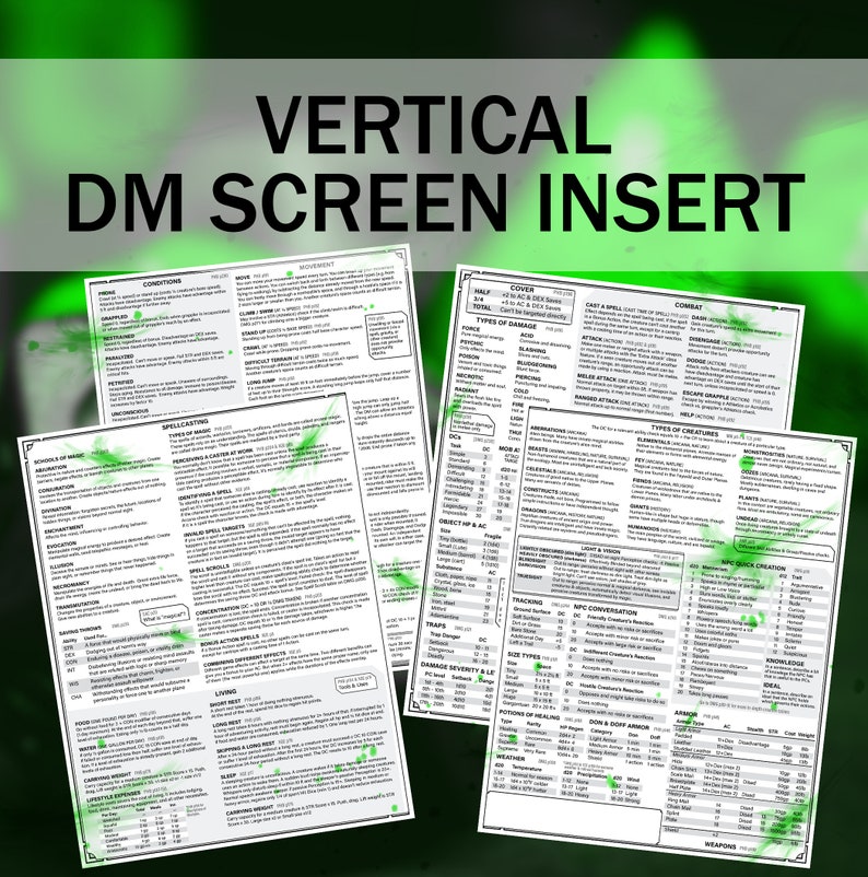 Vertical D&D Printable Dungeon Master Screen Insert - Etsy