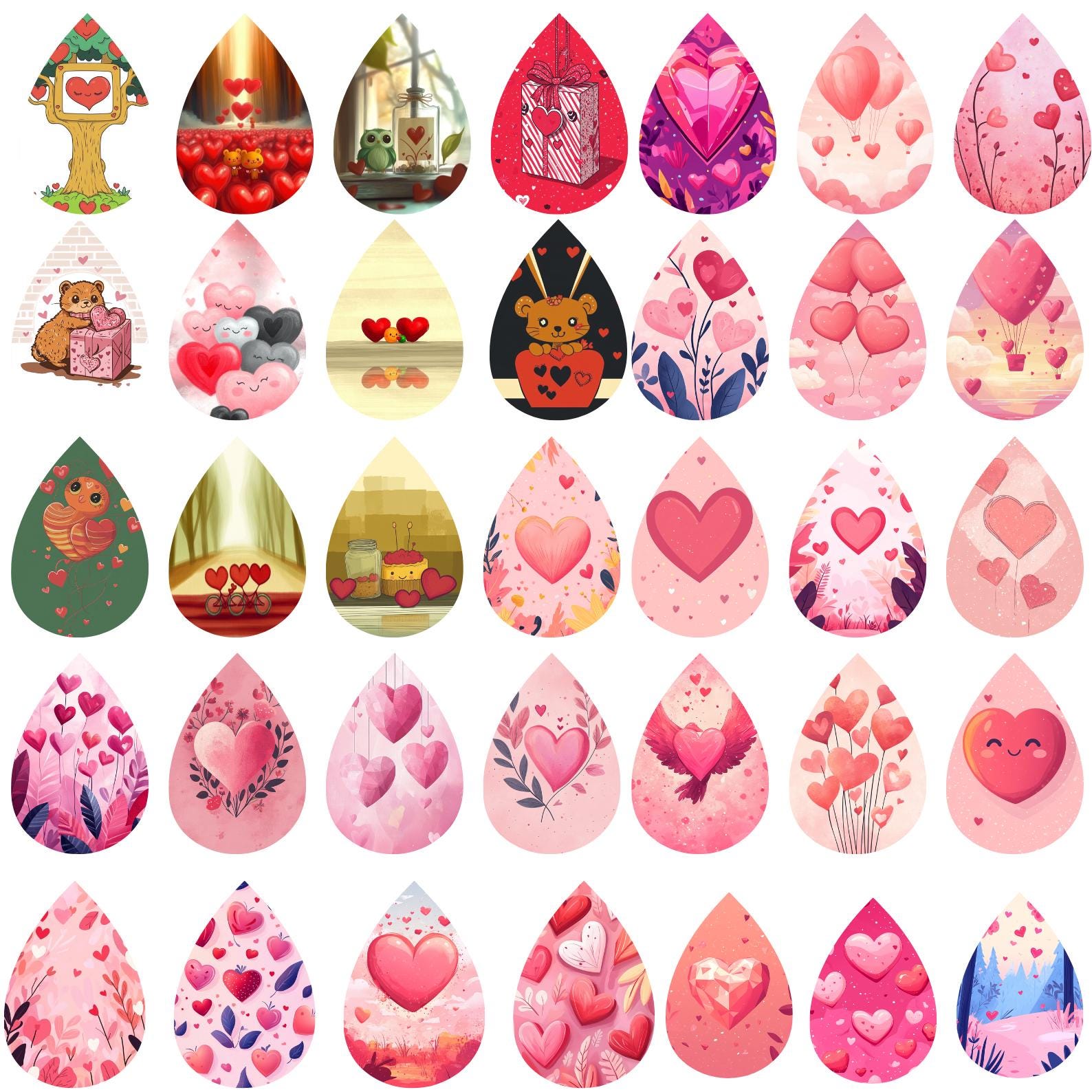 200+ Valentine Teardrop PNG Bundle, Teardrop Earrings Designs, Love ...
