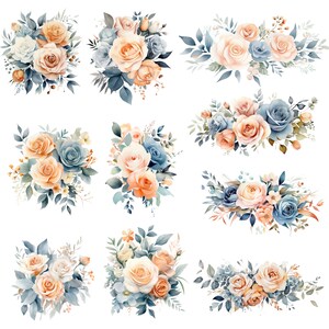 Pale Blue Flowers Watercolor Clipart Png, Light Blue Hydrangea Wedding ...