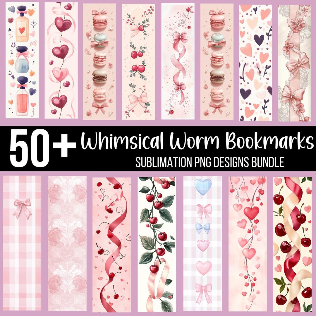 50+ Coquette Bookmark PNG Bundle, Cute Pastel, Blue Bow Bookmarks PNG ...