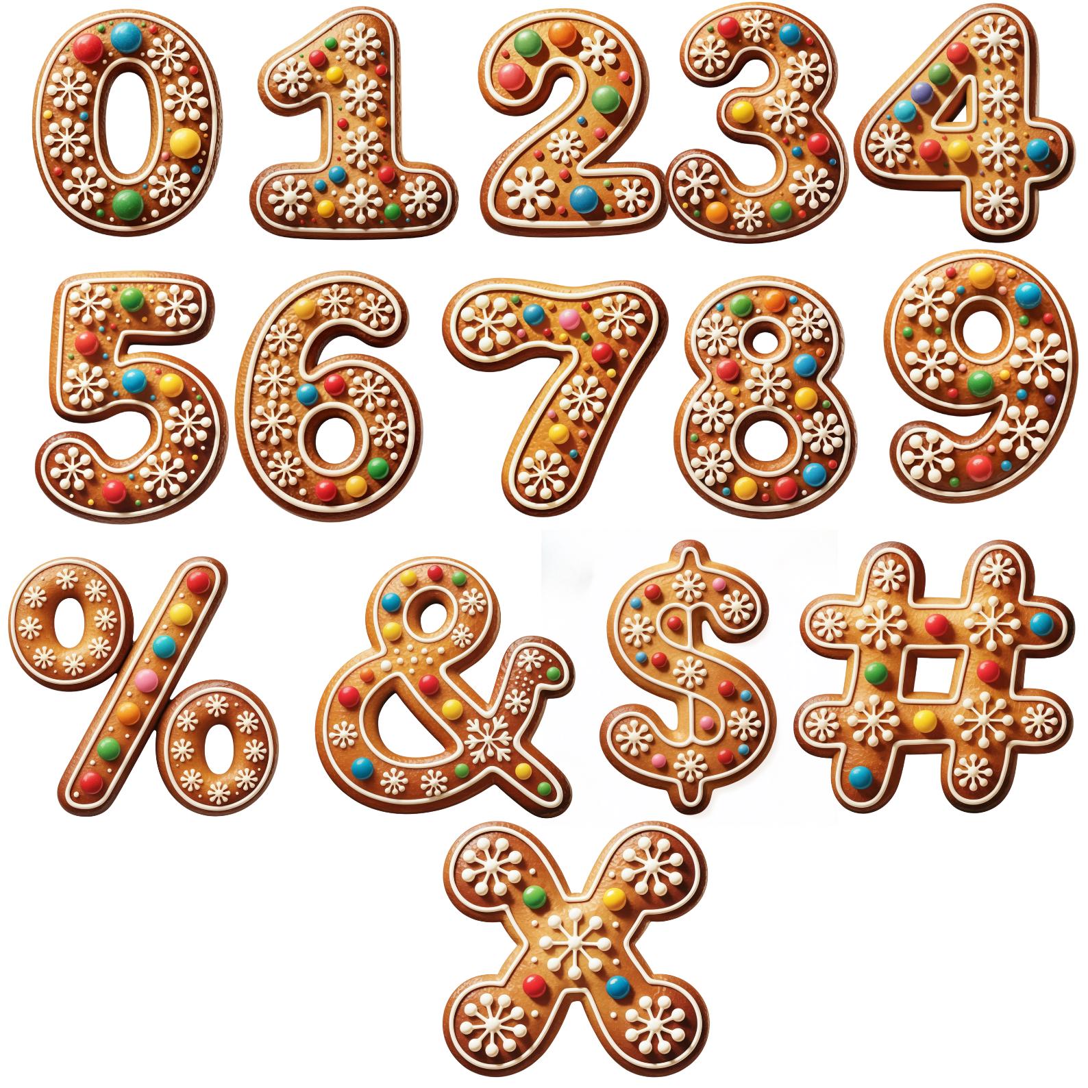 Christmas Gingerbread Alphabet Clipart PNG Bundle, Brown Cookie ...