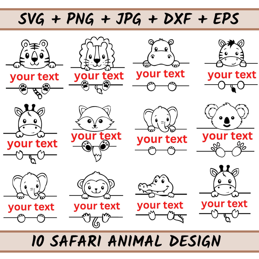 Split Safari Animals, Safari Animals Outline Svg, Safari Animal ...