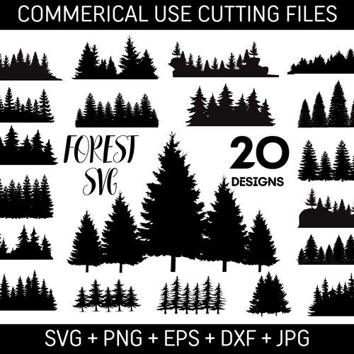 Forest Tree Silhouette SVG Bundle Layered Cut Files Pine - Etsy