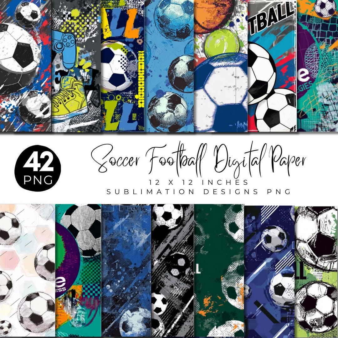 Soccer Digital Papers, Seamless Pattern, Football Themed Digital Paper ...