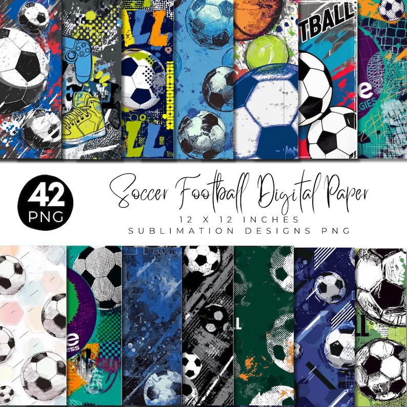 Soccer Digital Papers, Seamless Pattern, Football Themed Digital Paper ...