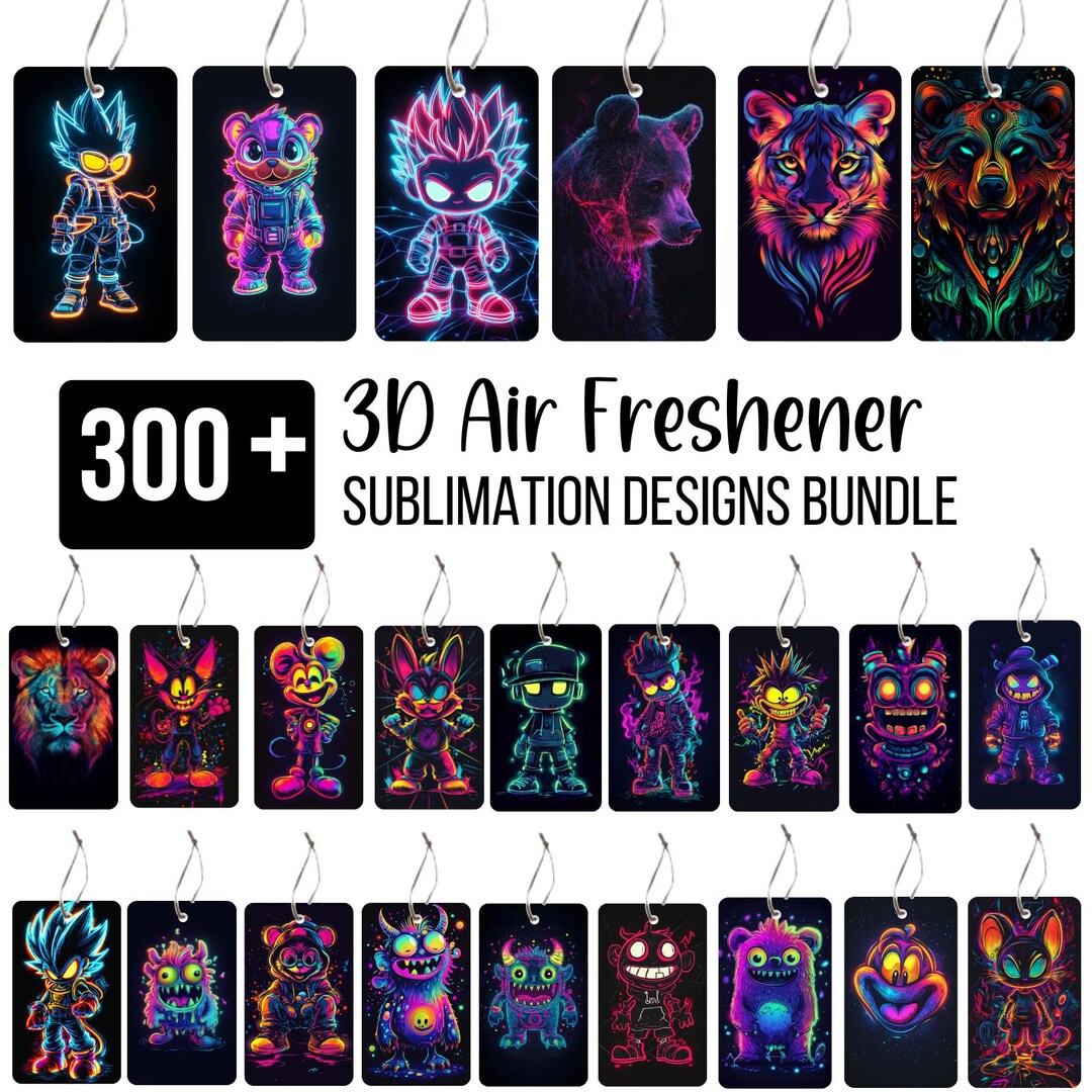300+ Air Freshner PNG Bundle, Neon Glow Cartoon Characters & Fun ...