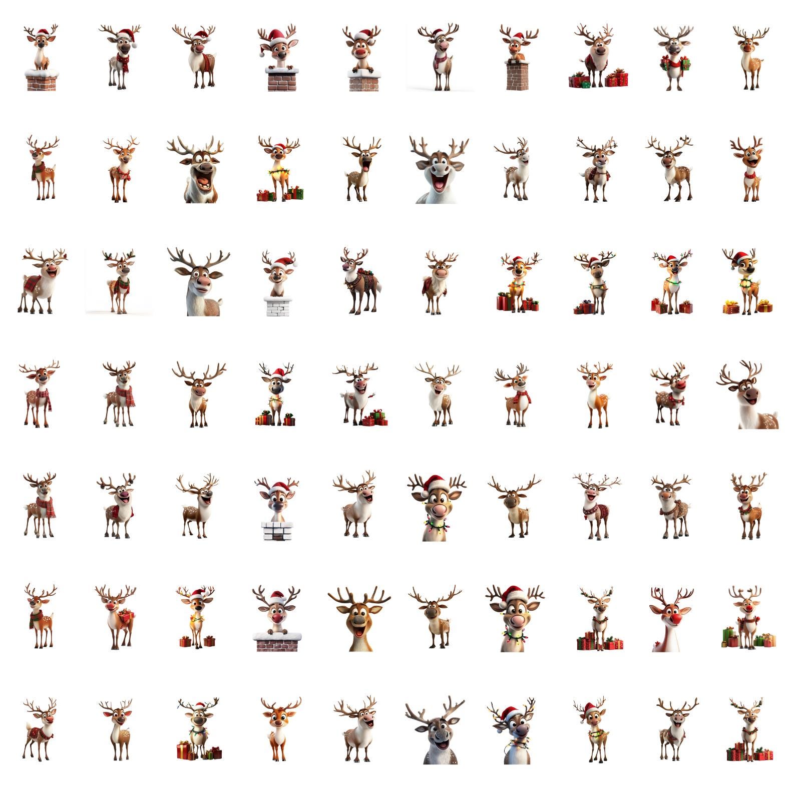 350+ Quirky Reindeer Clipart Bundle, Christmas Reindeer PNG, Funny ...