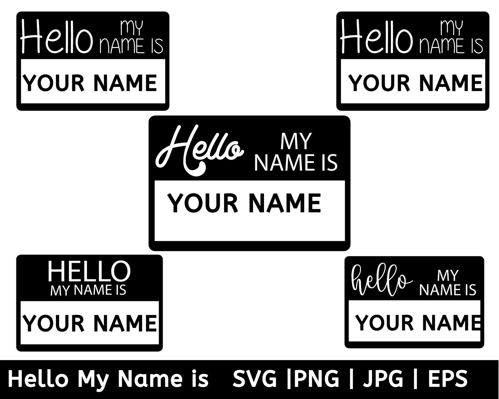 Hello My Name is SVG Instant Download Name Tag Sticker Svg - Etsy
