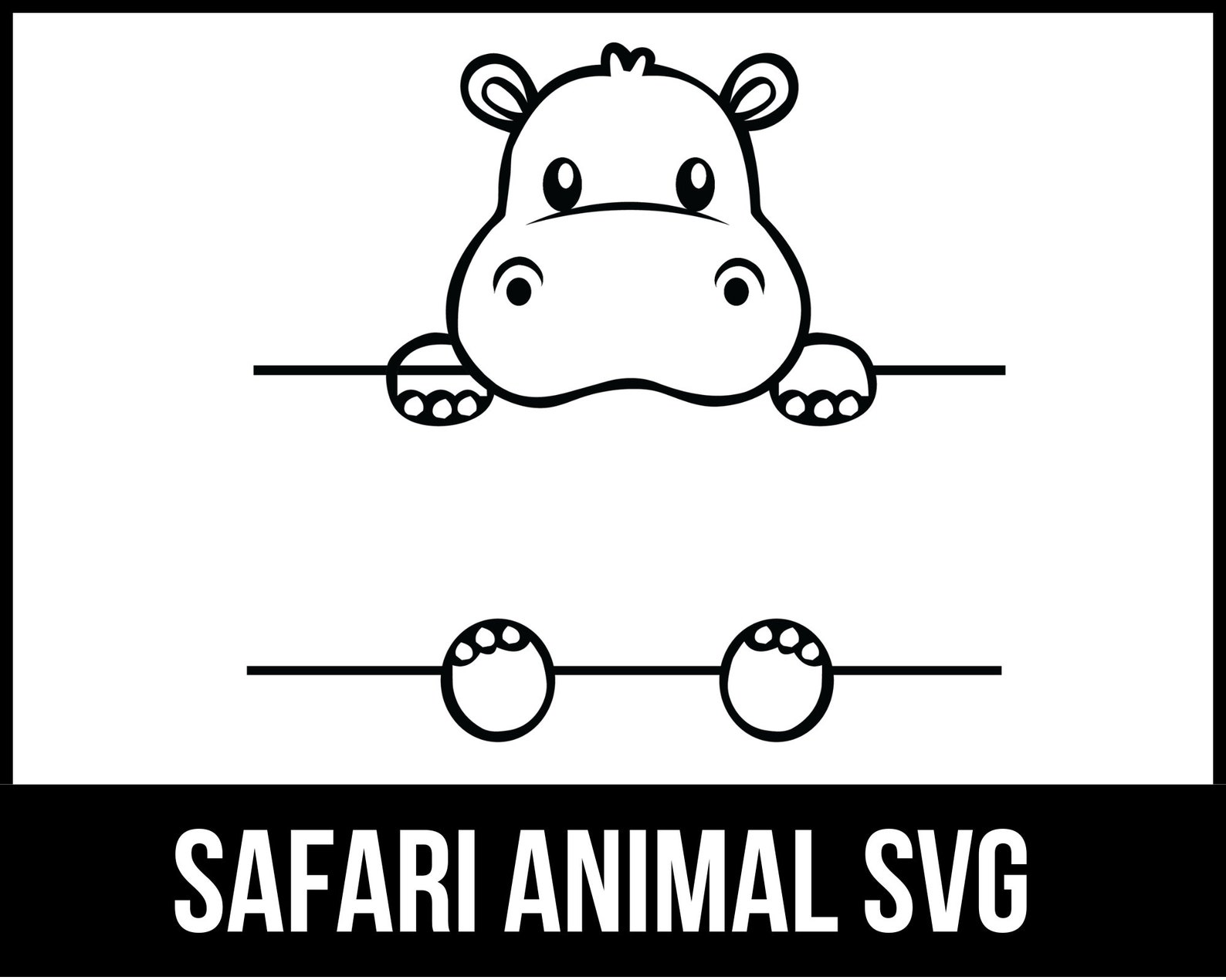 Hippo Svg, Split Safari Animals, Safari Animals Outline Svg, Safari ...