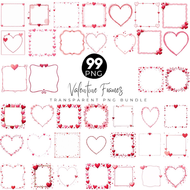 99 Valentine Frames Clipart Bundle,valentines Day Card Frames ...