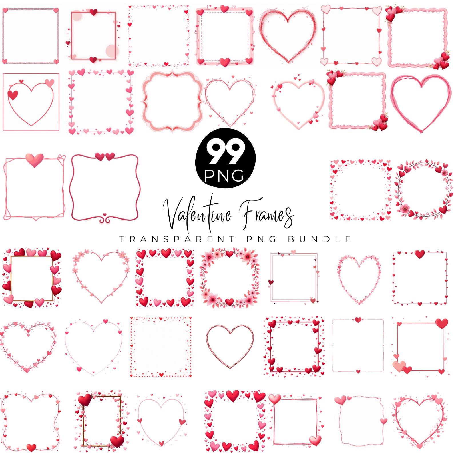 99 Valentine Frames Clipart Bundle,valentines Day Card Frames ...