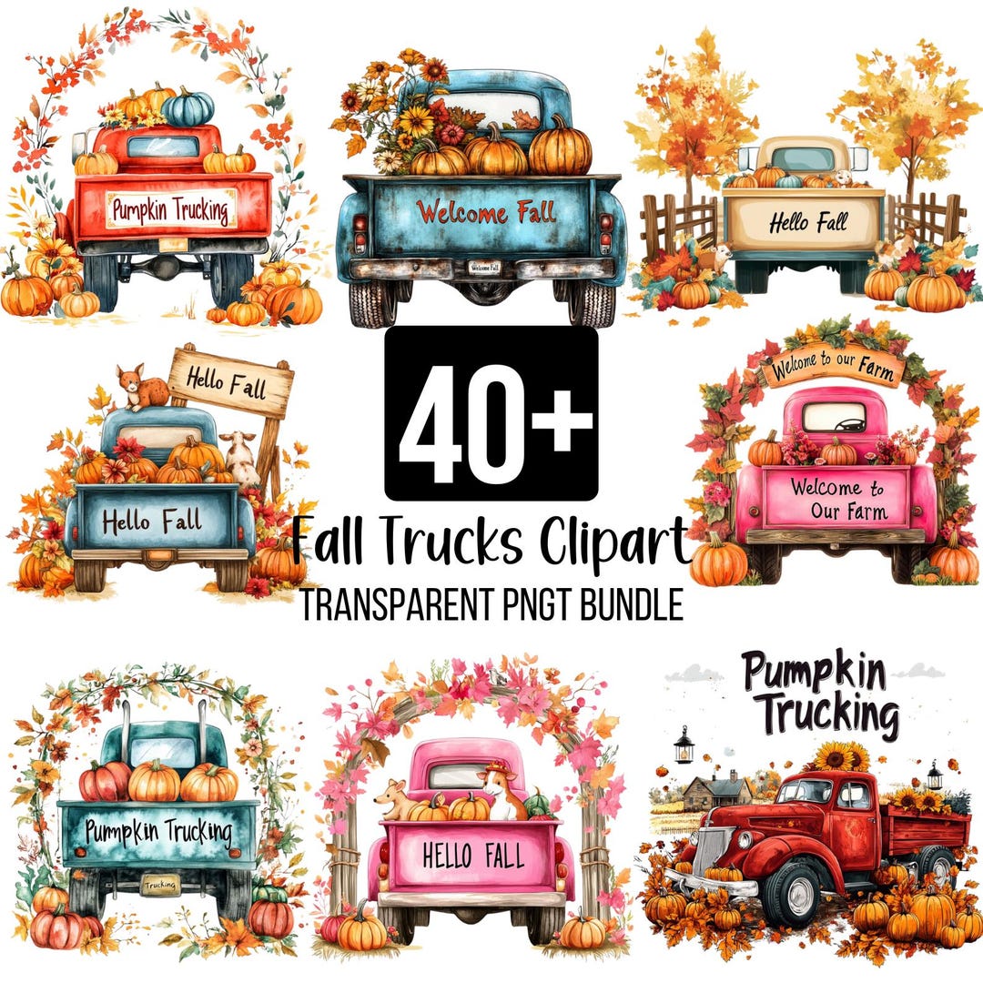 40+ Watercolor Fall Trucks Bundle, Fall Truck PNG Clipart, Hello Fall ...