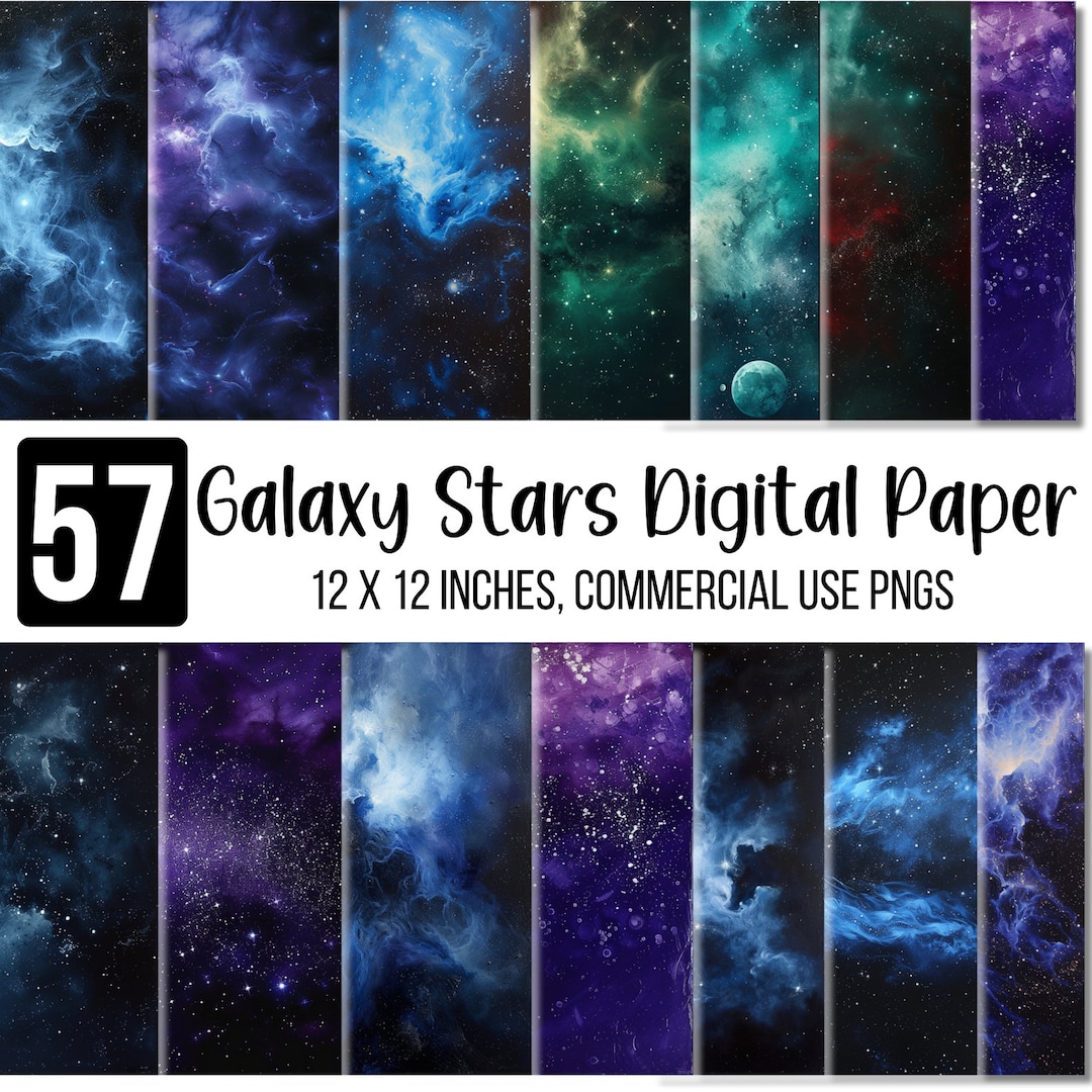 57 Galactic Nebula Digital Paper, Sky Space Backgrounds, Galaxy Stars ...
