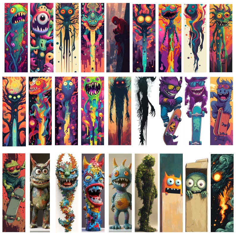 200+ Monster Bookmark PNG Bundle, Cute Cartoon Monster Bookmarks, Kids ...