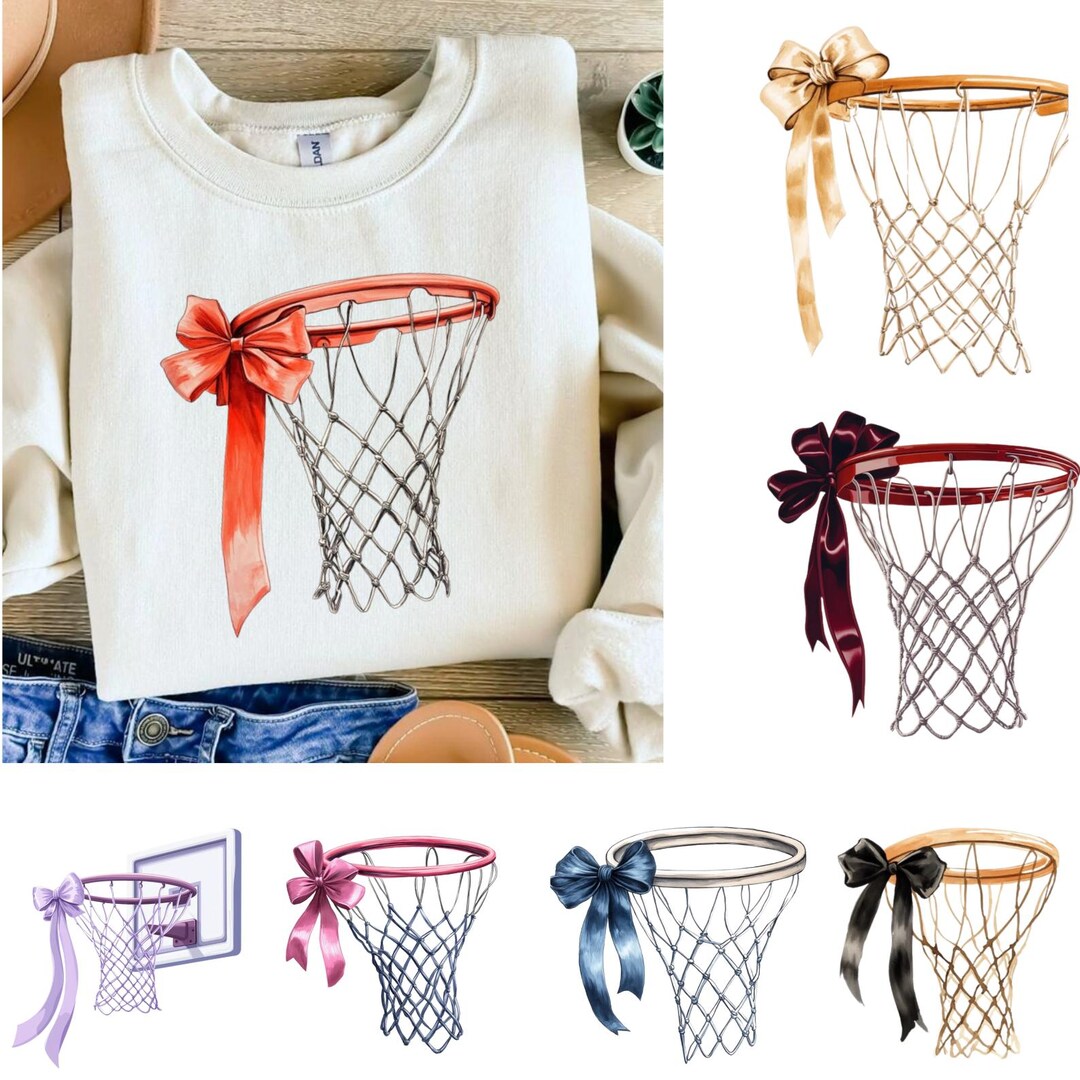 Basketball Hoop Bundle With Bows, Trendy Sports Shirt Designs, Cute ...