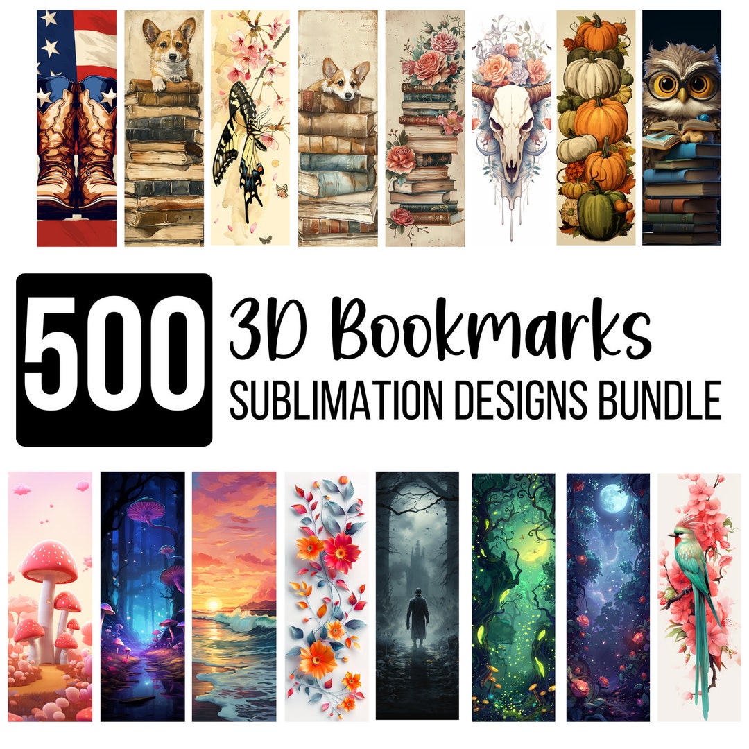 500 Bookmark Sublimation Bundle, 3D Flowers Bookmark, Cute Dog Bookmark ...