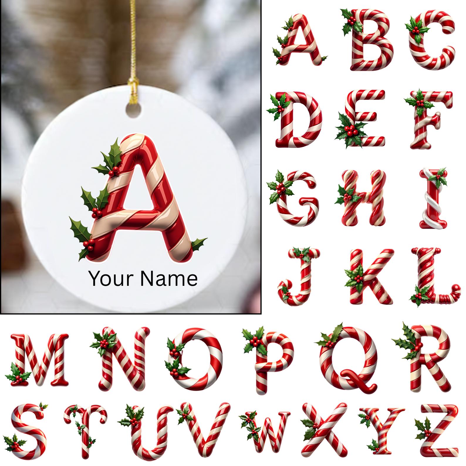 Christmas Alphabet Ornament PNG Bundle, Christmas Letter Ornaments ...