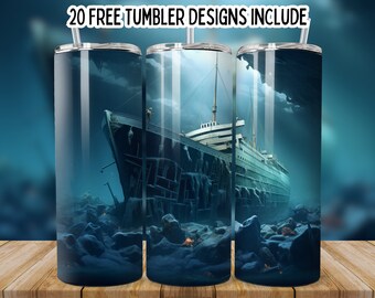 Titanic Ship Tumbler, 3D Titanic 20oz Sublimation Tumbler Design, 3D ...