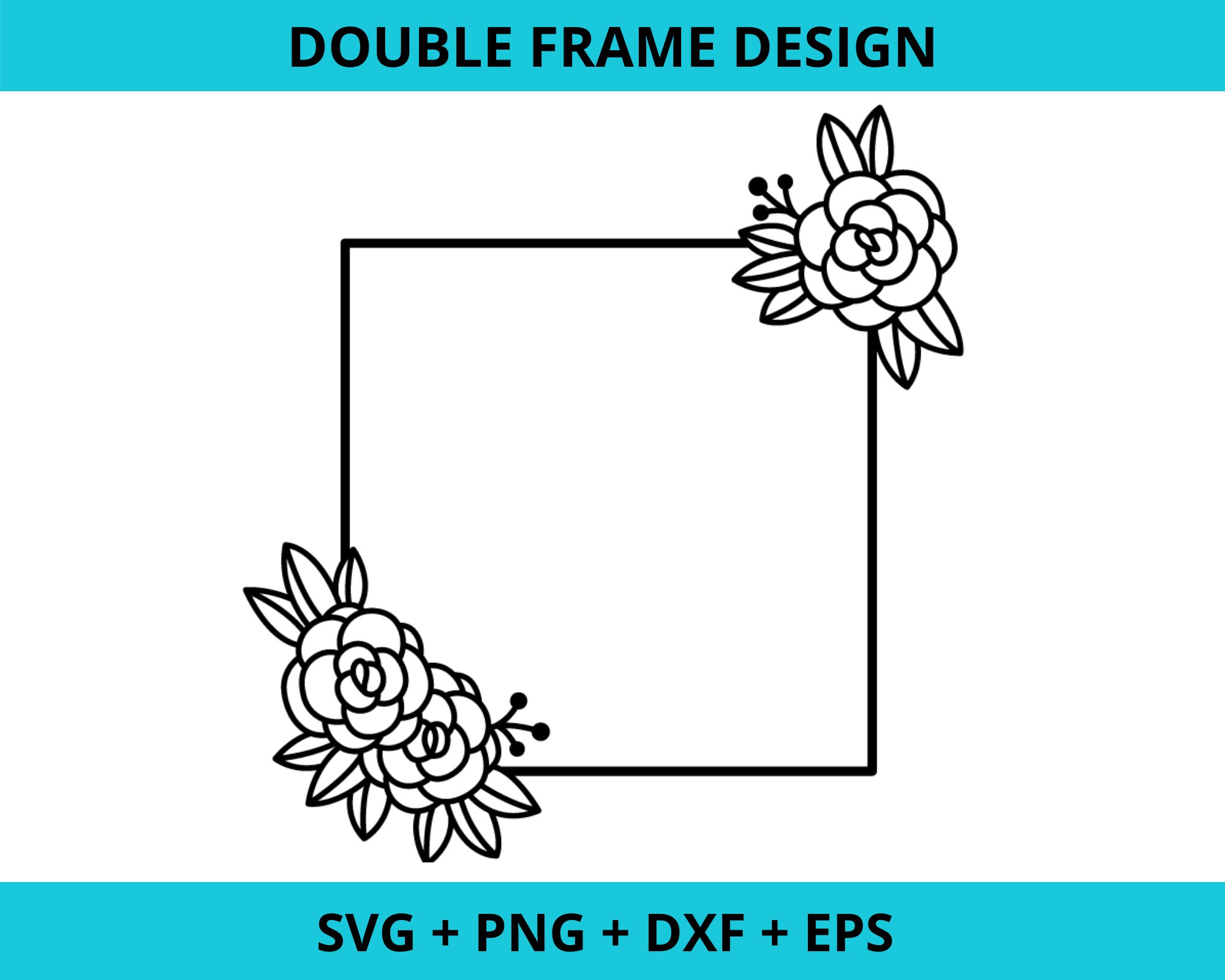 Floral Frame Square Svg Square Frame Svg Square Frame Png - Etsy