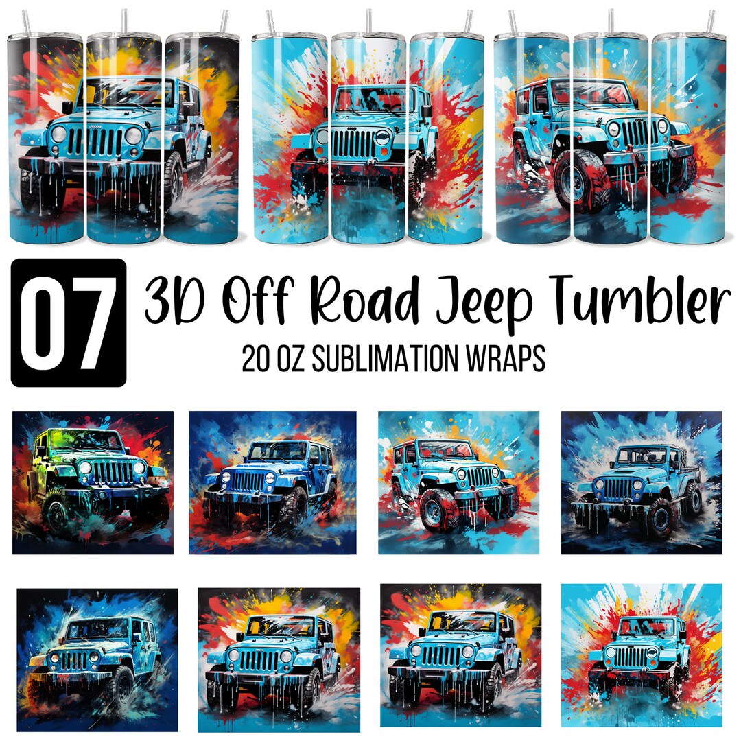Blue off Road Tumbler Wrap PNG Bundle, 20 Skinny off Road Jeep Tumbler ...
