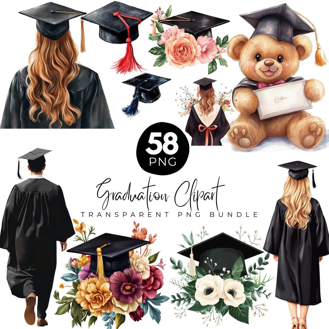 58 Graduation Clipart PNG Bundle, Graduation Cap,graduation Hat ...