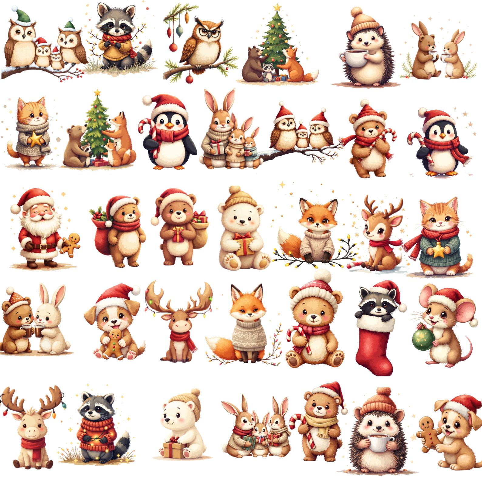 Watercolor Christmas Clipart Bundle, Boho Christmas PNG, Ornaments ...