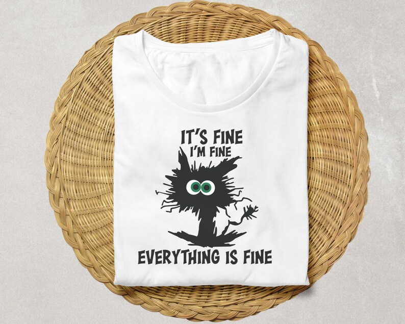It's Fine I'm Fine Everything is Fine SVG Black Cat - Etsy