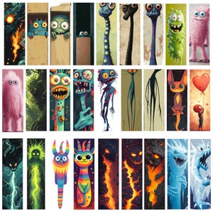 200+ Monster Bookmark PNG Bundle, Cute Cartoon Monster Bookmarks, Kids ...