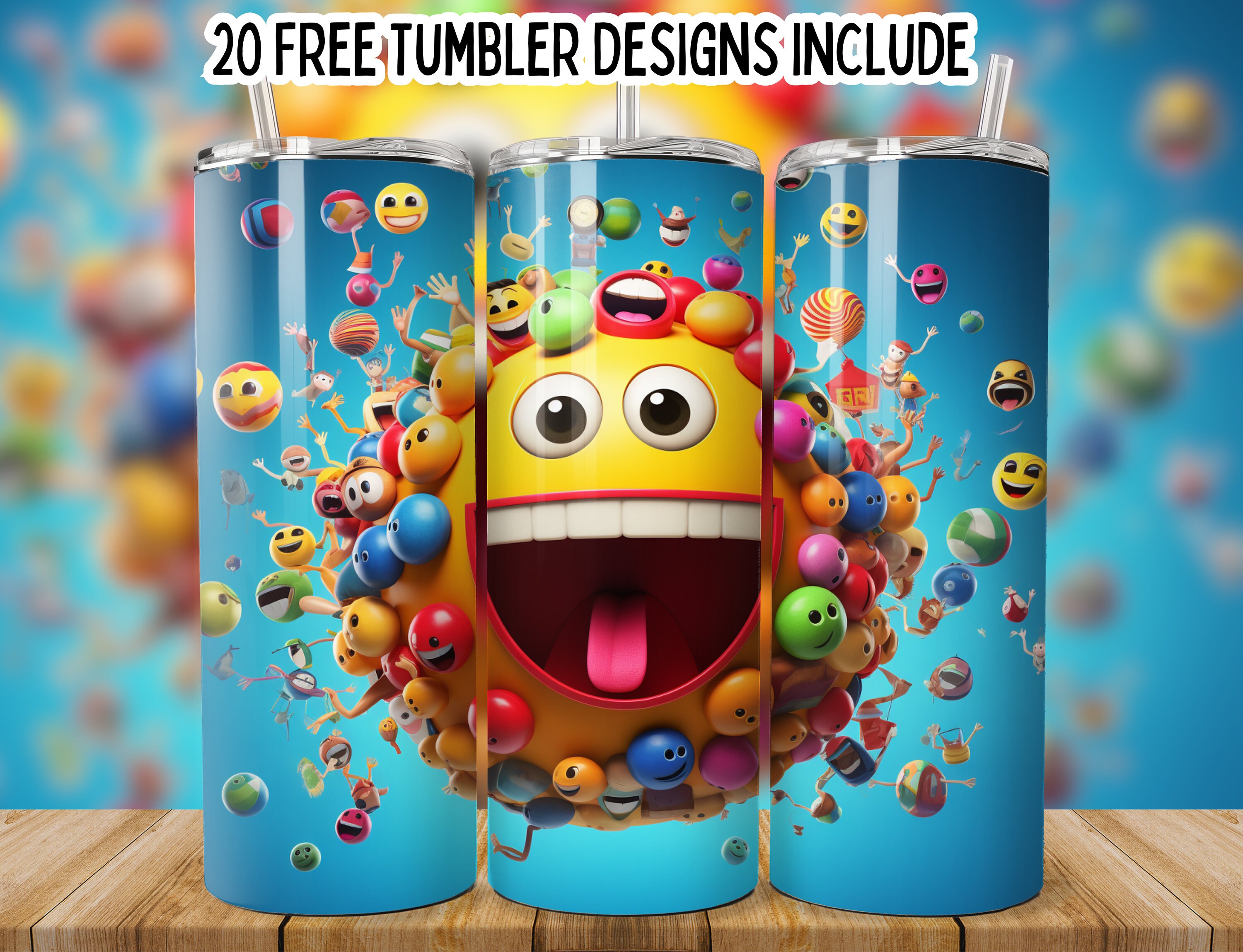 Smile Emoji 20oz Skinny Tumbler Png Sublimation Wrap, Smiley Face ...