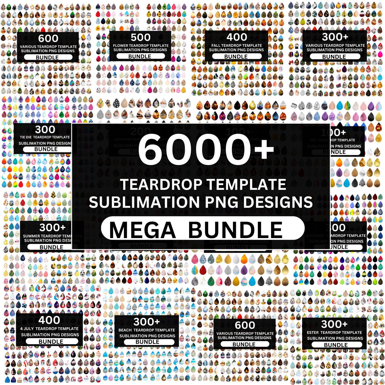 6000+ Teardrop Earring Templete Designs, Sublimation Png Designs Mega ...