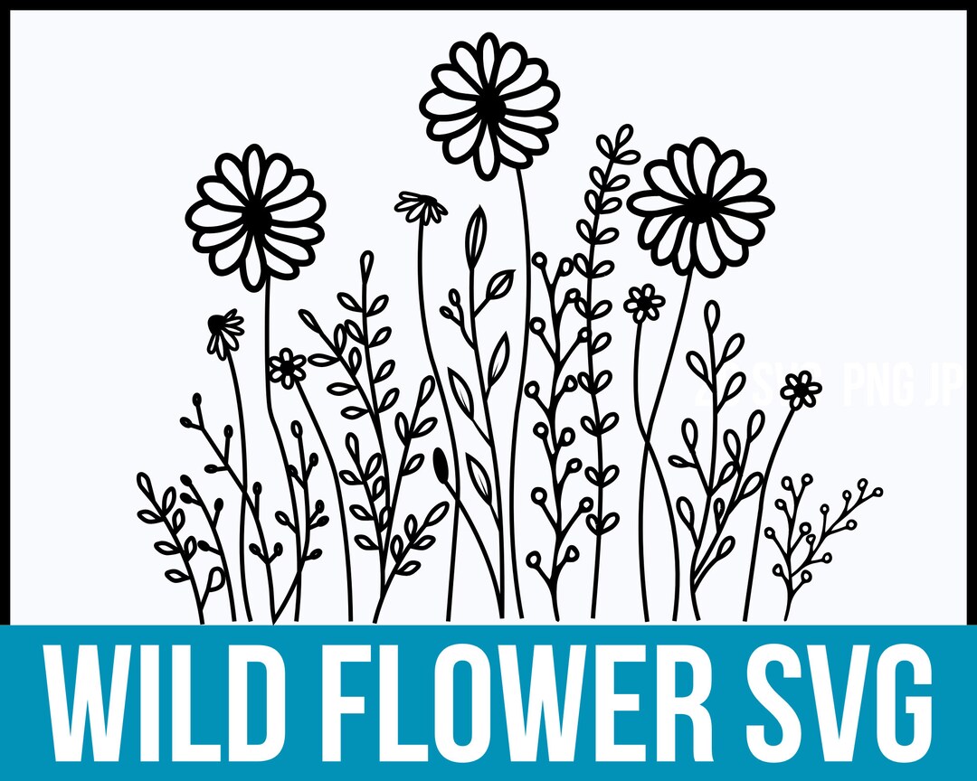 Wildflowers Svg Flower Sketch Svg Nature Svg Floral Frame - Etsy