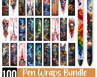 12 3D Floral Pen Wrap Bundle, Pen Wrap Sublimation Designs, Pen ...