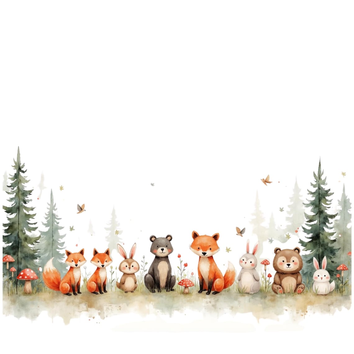 24 Whimsical Woodland Animals Clipart, Cute Forest Animal Bundle ...