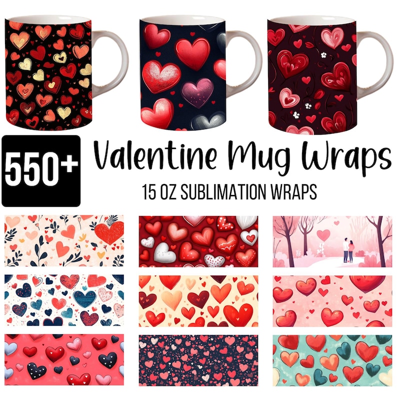 550+ Valentine Mug Wrap Bundle, 3D Valentine Mug Wrap Designs ...